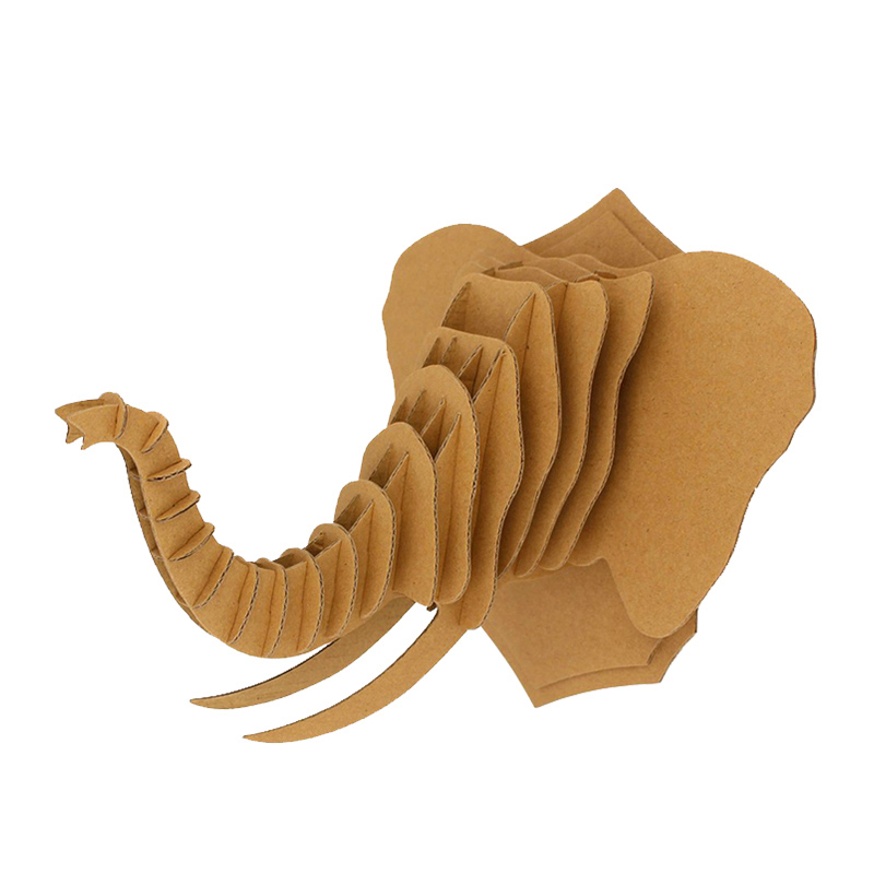 China Wall Art Cardboard Elephant Head 3D Puzzle For Self-assembly ...
